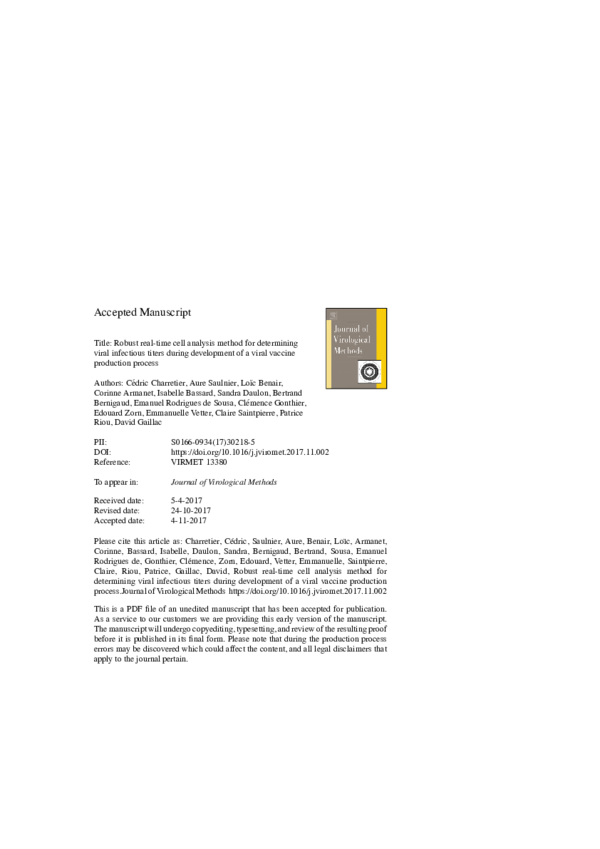 (PDF) Robust real-time cell analysis method for determining viral infectious titers during ...