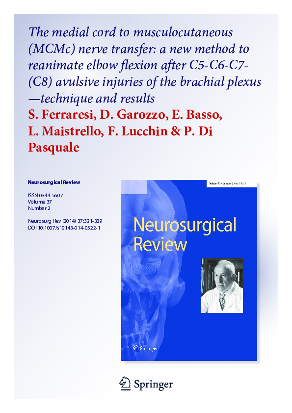 (PDF) The medial cord to musculocutaneous (MCMc) nerve transfer: a new method to reanimate elbow ...