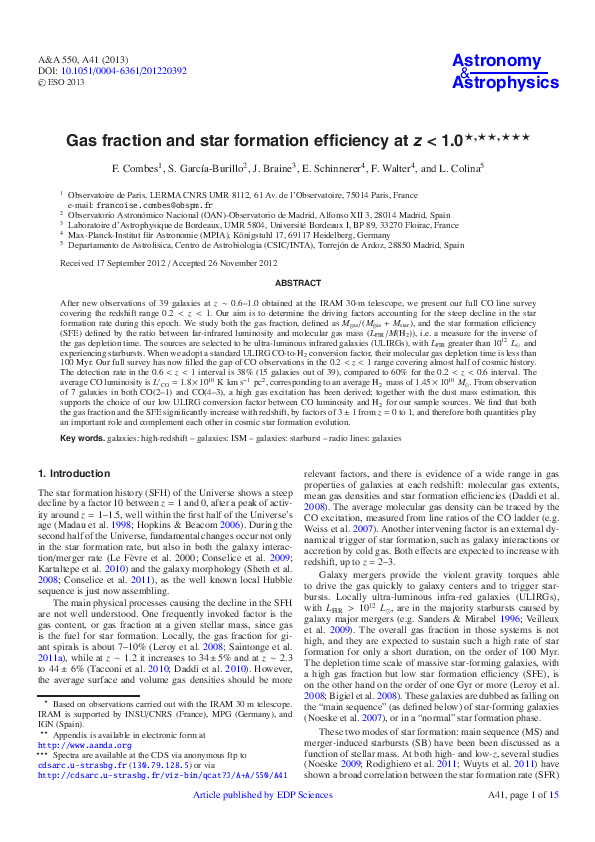 (PDF) Gas fraction and star formation efficiency atz