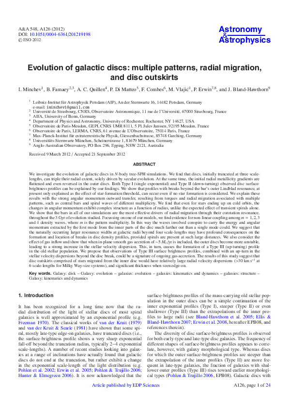 (PDF) Evolution of galactic discs: multiple patterns, radial migration ...