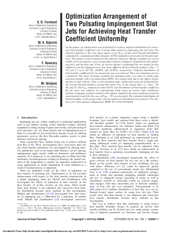 (PDF) Optimization Arrangement of Two Pulsating Impingement Slot Jets ...