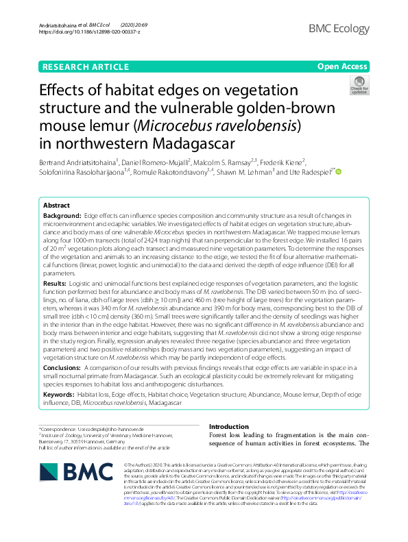 (PDF) Effects of habitat edges on vegetation structure and the ...