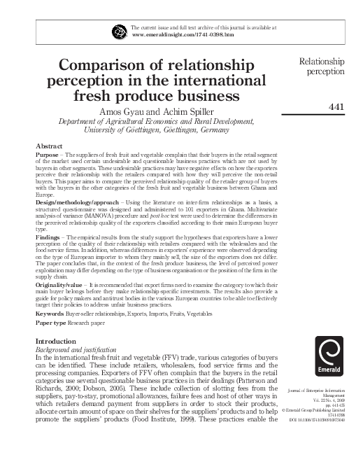 (PDF) Comparison of relationship perception in the international fresh ...