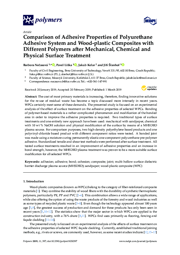 (PDF) Comparison of Adhesive Properties of Polyurethane Adhesive System ...