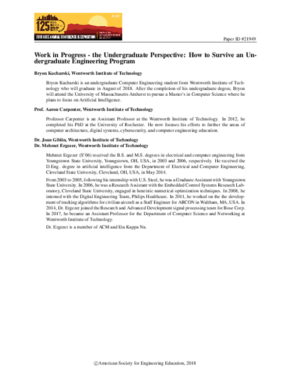(PDF) Work in Progress - the Undergraduate Perspective: How to Survive ...