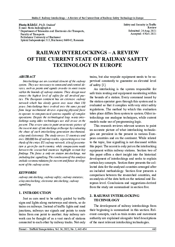 (PDF) Railway Interlockings – A Review of the Current State of Railway ...