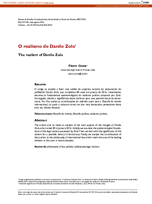 O realismo de Danilo Zolo