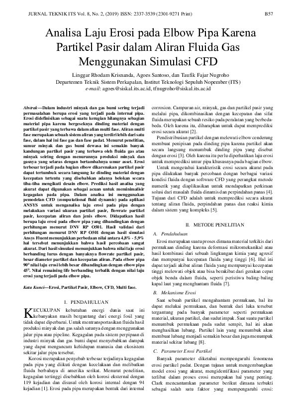 (PDF) Analisa Laju Erosi pada Elbow Pipa Karena Partikel Pasir Dalam ...