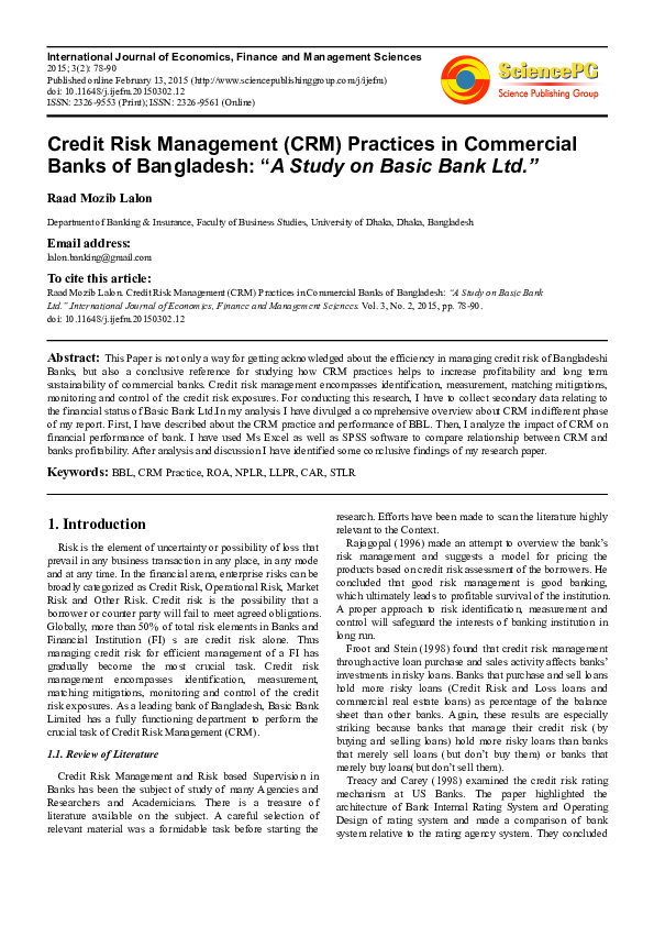 (PDF) Credit Risk Management (CRM) Practices in Commercial Banks of ...
