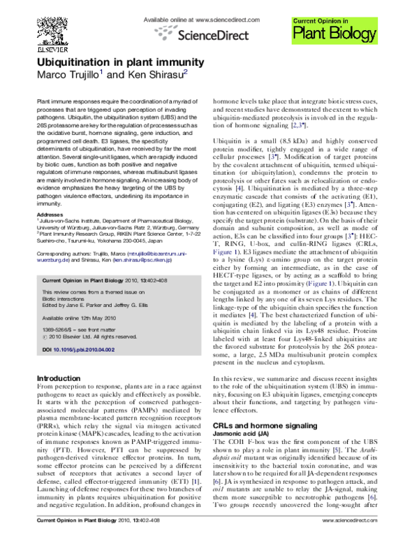 (PDF) Ubiquitination in plant immunity