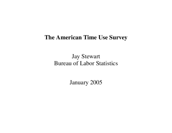 (PDF) The American Time-Use Survey