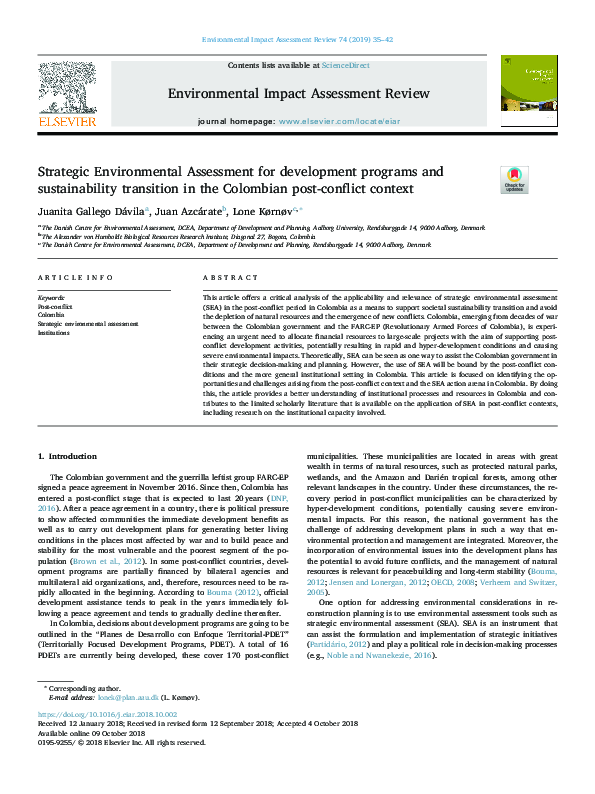 (PDF) Strategic Environmental Assessment for development programs and ...