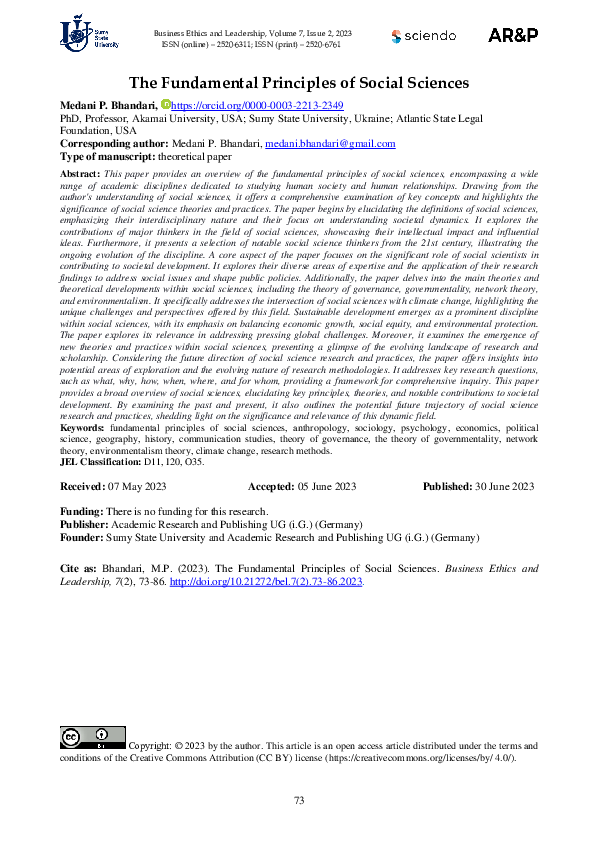 (PDF) The Fundamental Principles of Social Sciences