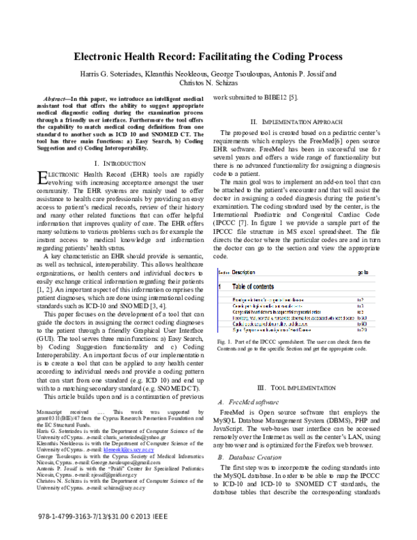 (PDF) Electronic health record: Facilitating the coding process