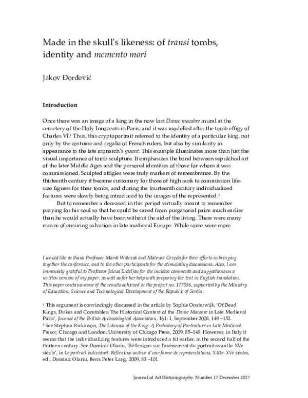 (PDF) Made in the skull’s likeness: of transi tombs, identity and ...