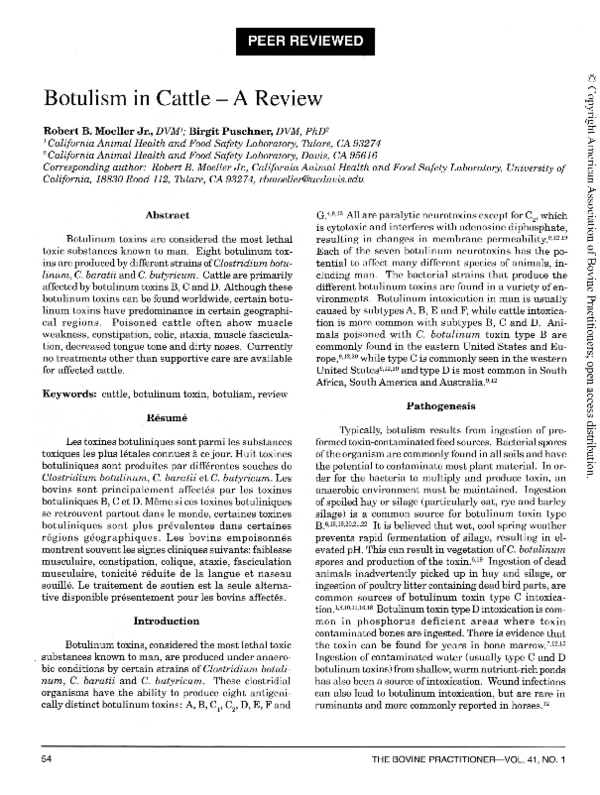 (PDF) Botulism in cattle