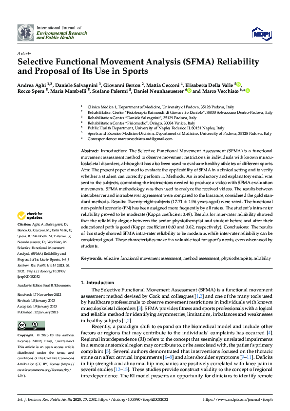 (PDF) Selective Functional Movement Assessment (SFMA) Reliability and ...