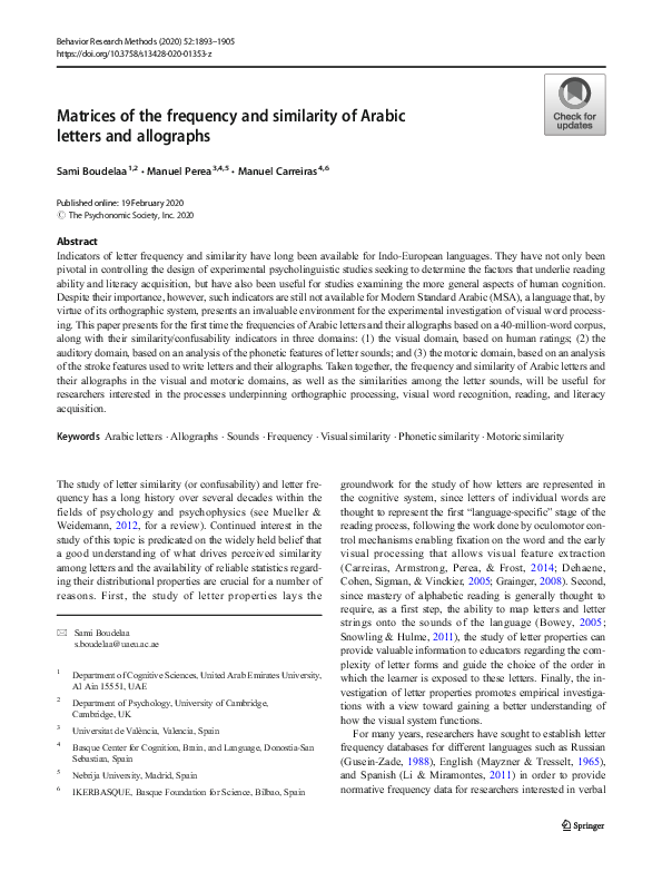 (PDF) Matrices of the frequency and similarity of Arabic letters and ...