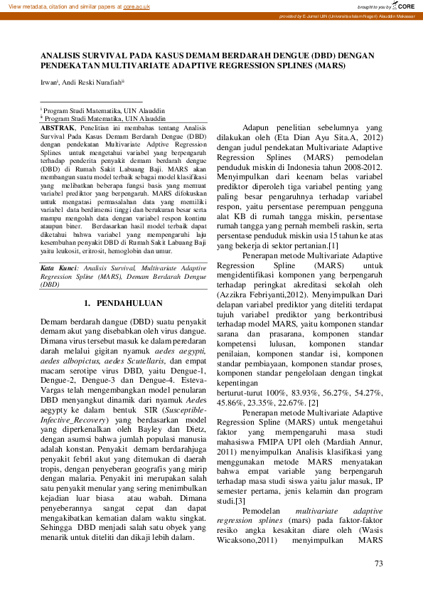 (PDF) Analisis Survival Pada Kasus Demam Berdarah Dengue (DBD) Dengan ...