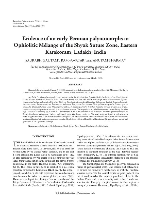 (PDF) Evidence of an early Permian palynomorphs in Ophiolitic Mélange ...