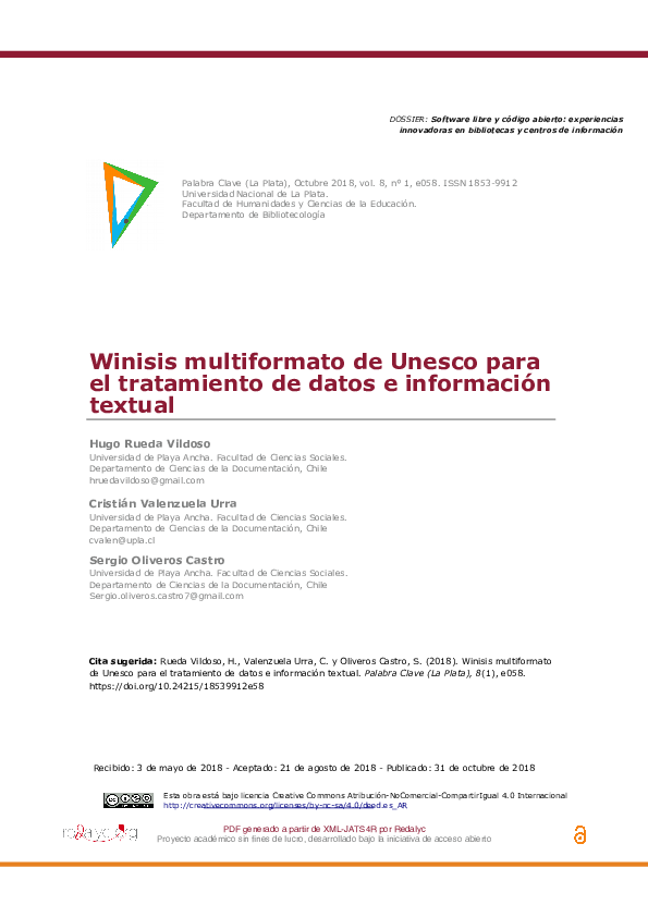 (PDF) Winisis multiformato de UNESCO para el tratamiento de datos e ...