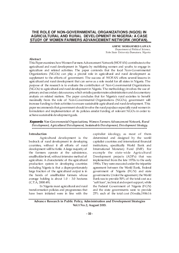 (PDF) The Role of Non-Governmental Organizations (NGOs) in South Africa ...