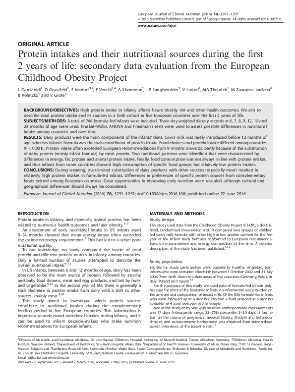 (PDF) Protein intakes and their nutritional sources during the first 2 ...