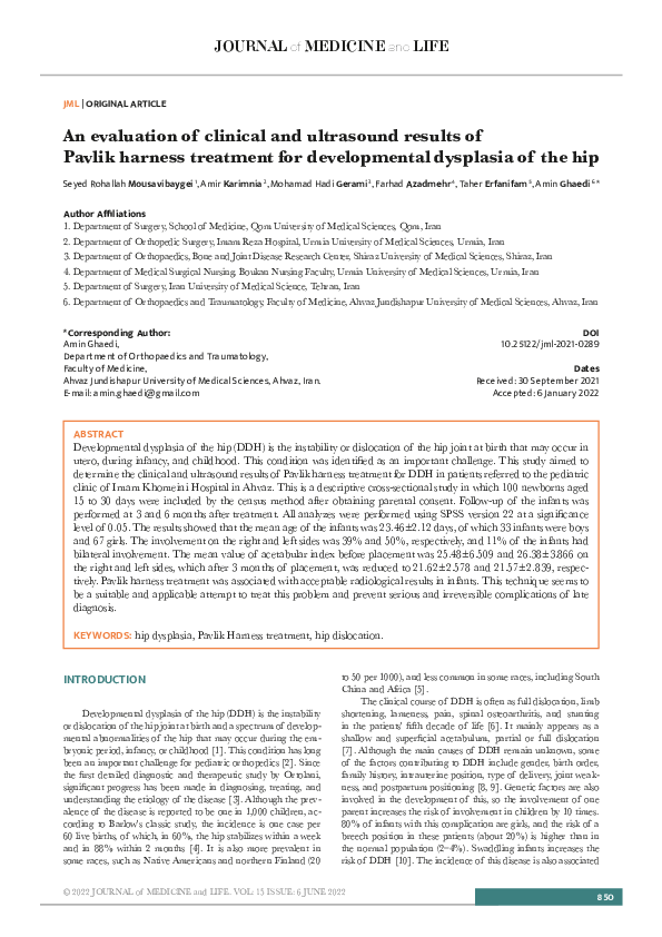 (PDF) An evaluation of clinical and ultrasound results of Pavlik ...