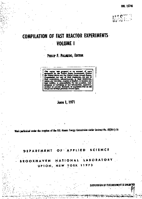 (PDF) Compilation of Fast Reactor Experiments Volume II