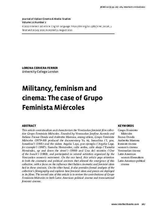 (PDF) Militancy, Feminism, and Cinema: The Case of Grupo Feminista ...