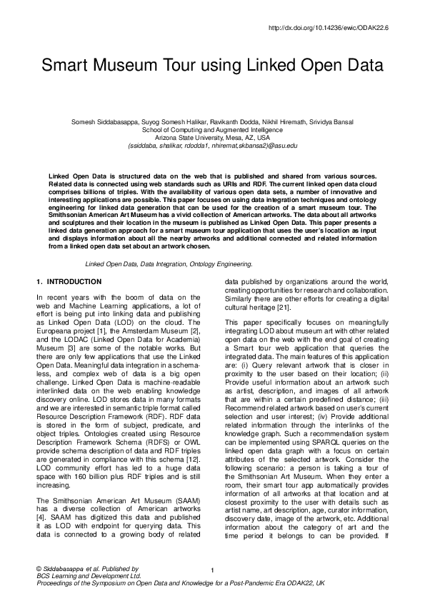 (PDF) Smart Museum Tour using Linked Open Data