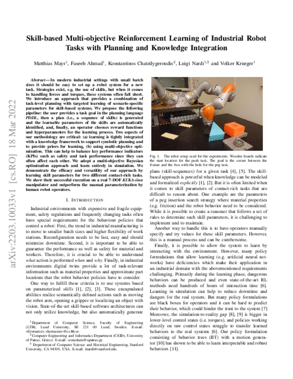 (PDF) Skill-based Multi-objective Reinforcement Learning of Industrial Robot Tasks with Planning ...