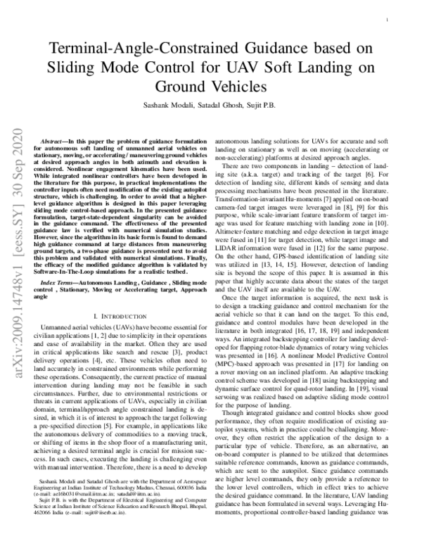 (PDF) Terminal-Angle-Constrained Guidance based on Sliding Mode Control ...