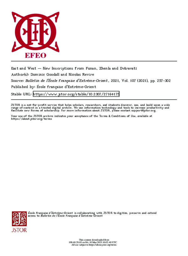 (PDF) East and West—New Inscriptions from Funan, Zhenla and Dvāravatī ...