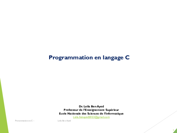 (PDF) Programation en langage C (Partie 1) | Leila Ben Ayed - Academia.edu