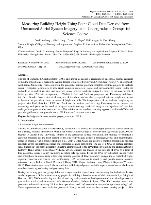 (PDF) Measuring Building Height Using Point Cloud Data Derived from ...