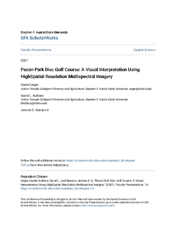(PDF) Pecan Park Disc Golf Course: A Visual Interpretation Using ...