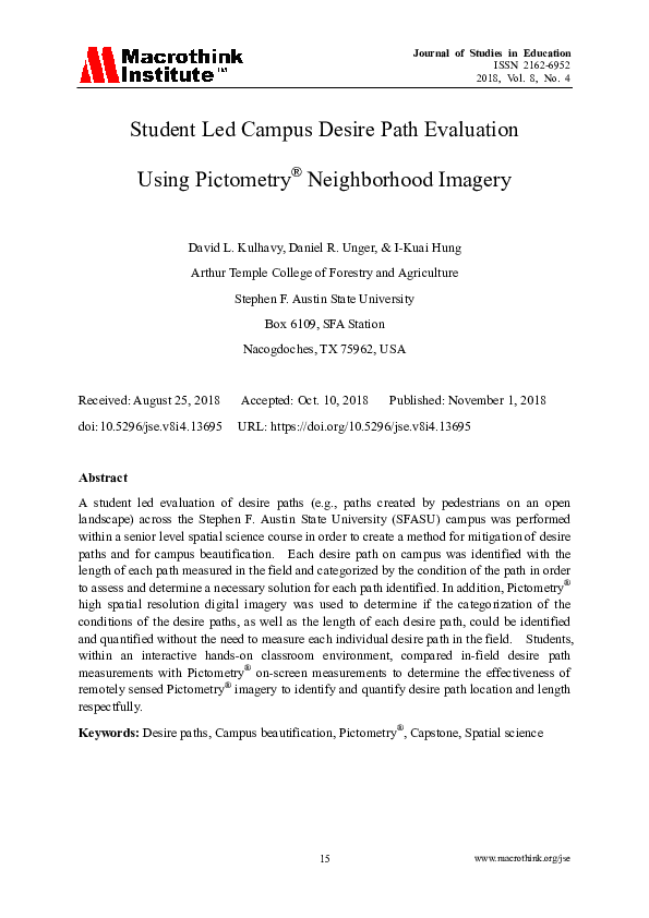 (PDF) Student Led Campus Desire Path Evaluation Using Pictometry ...