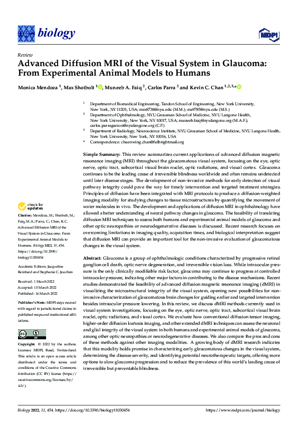 (PDF) Advanced Diffusion MRI of the Visual System in Glaucoma: From ...