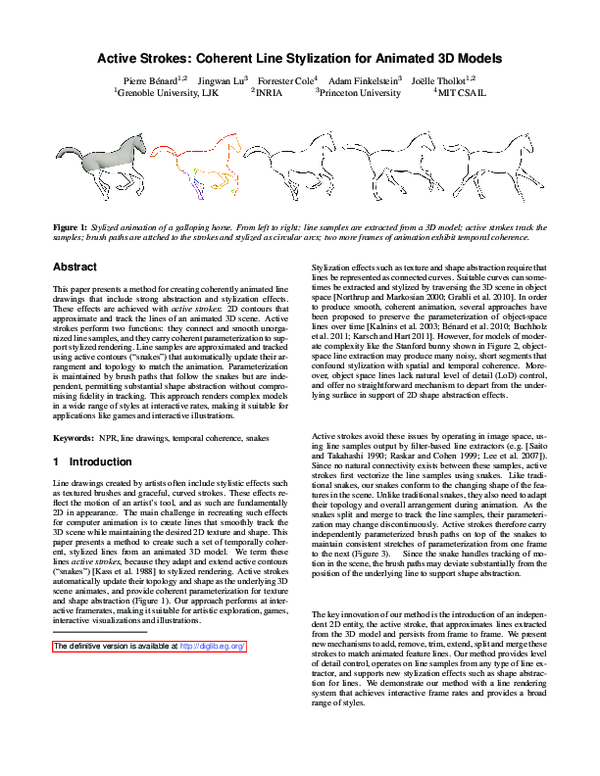 (PDF) Active strokes: coherent line stylization for animated 3D models