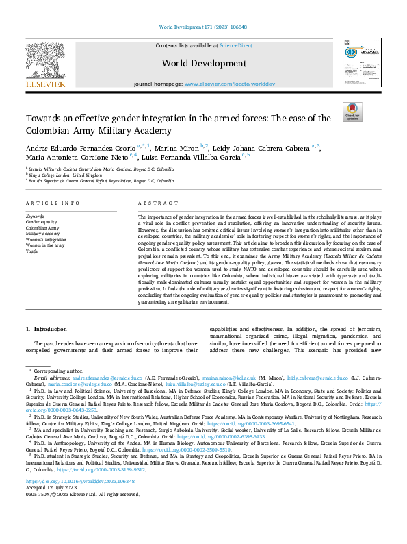 (PDF) Towards an effective gender integration in the armed forces: The ...