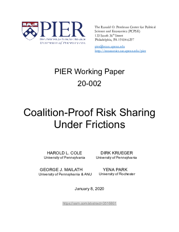 (PDF) Coalition-Proof Risk Sharing Under Frictions