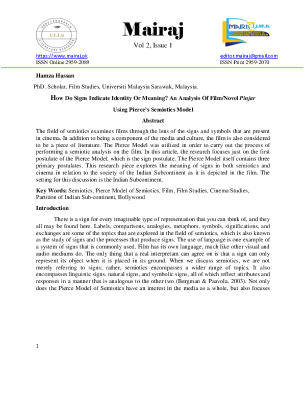 (PDF) How do signs indicate identity or meaning? An Analysis of film ...
