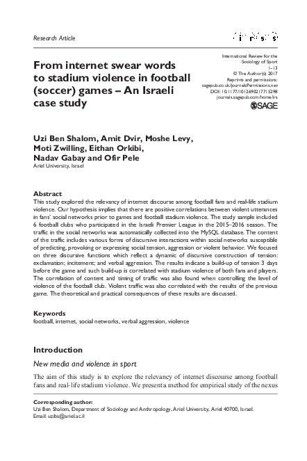 (PDF) From internet swear words to stadium violence in football (soccer ...