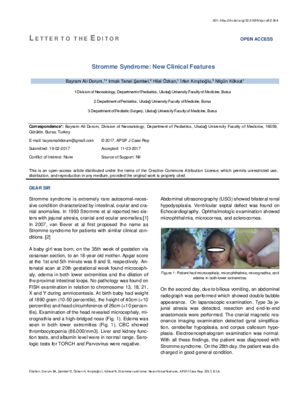 (PDF) Stromme Syndrome: New Clinical Features