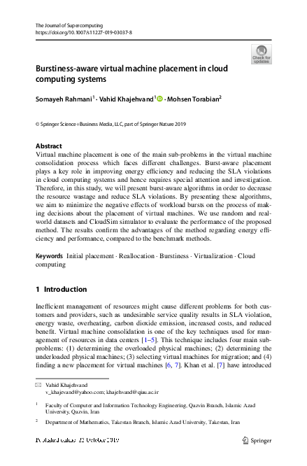 (PDF) Burstiness-aware virtual machine placement in cloud computing systems
