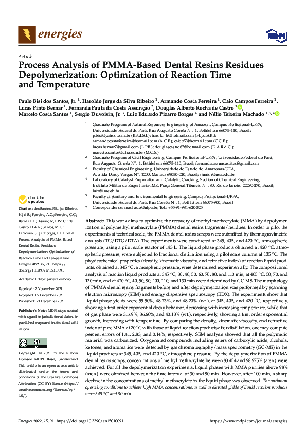 (PDF) Process Analysis of PMMA-Based Dental Resins Residues ...