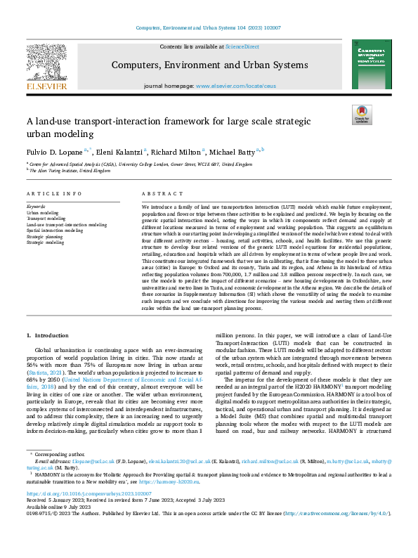 (PDF) A land-use transport-interaction framework for large scale ...