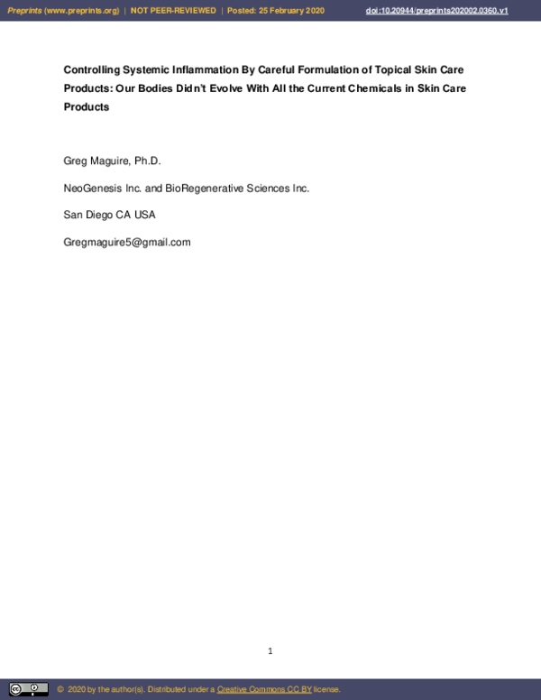 (PDF) Controlling Systemic Inflammation by Careful Formulation of ...