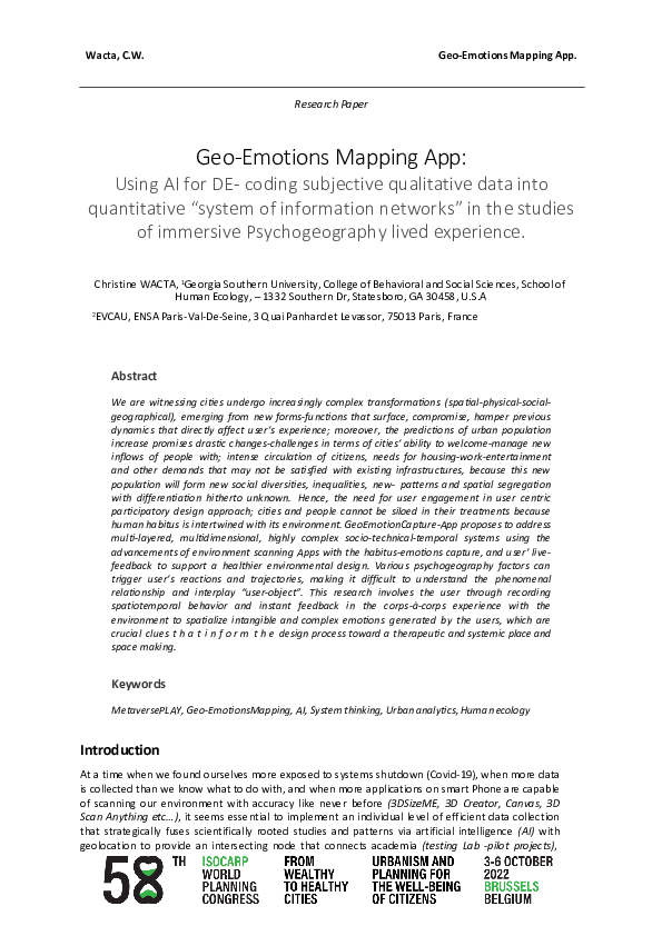 (PDF) Geo-Emotions Mapping App: Using AI for DE- coding subjective qualitative data into ...